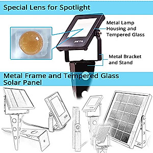 Solar Spot Lights Outdoor,ZETA Metal Outdoor Waterproof Warm White Auto On/Off Dusk to Dawn Landscape Flag Pole Uplights Decoration SpotLights for Outside House Trees Garden Yard Driveway Pathway Lawn