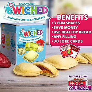 Savoychef Sandwich Cutter and Sealer - Uncrustables Sandwich Maker - Cut and Seal - Great for Lunchbox and Bento Box - Boys and Girls Kids Lunch - Circle, Square, Triangles