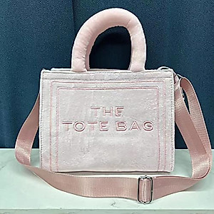 The Tote Bag for Women, Plush Work Travel Handbag with Shoulder Strap Top-Handle Shoulder Crossbody Bags for Daily, Office (pink)