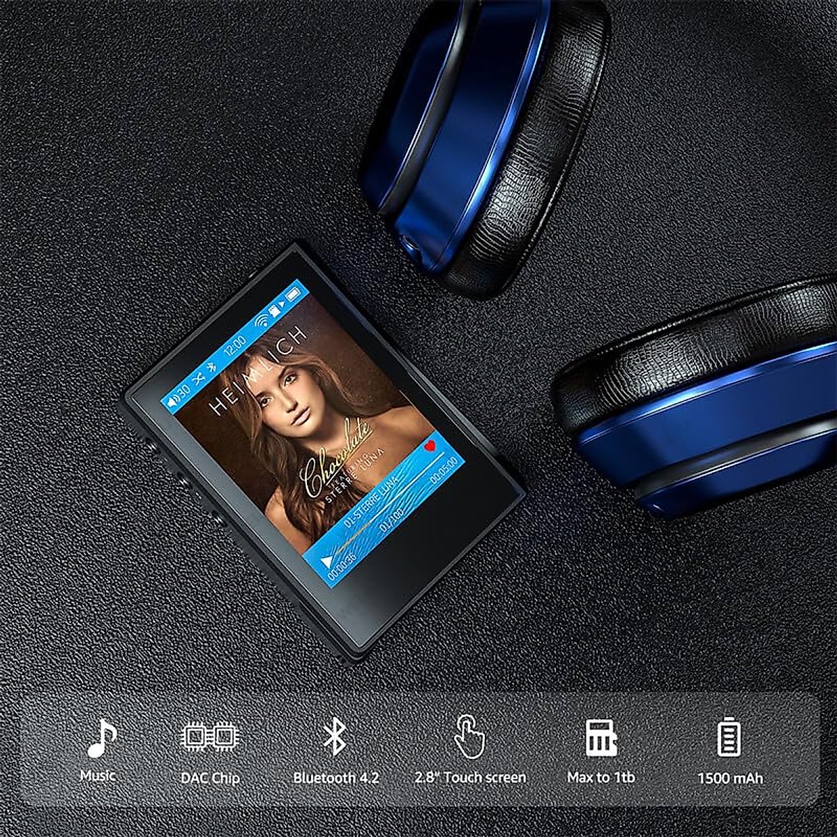 Surfans HiFi MP3 Player with Bluetooth: F22 Full Touch Lossless Music Player - Portable High Resolution DSD Digial Audio Player 32GB Memory Expandable up to 1TB