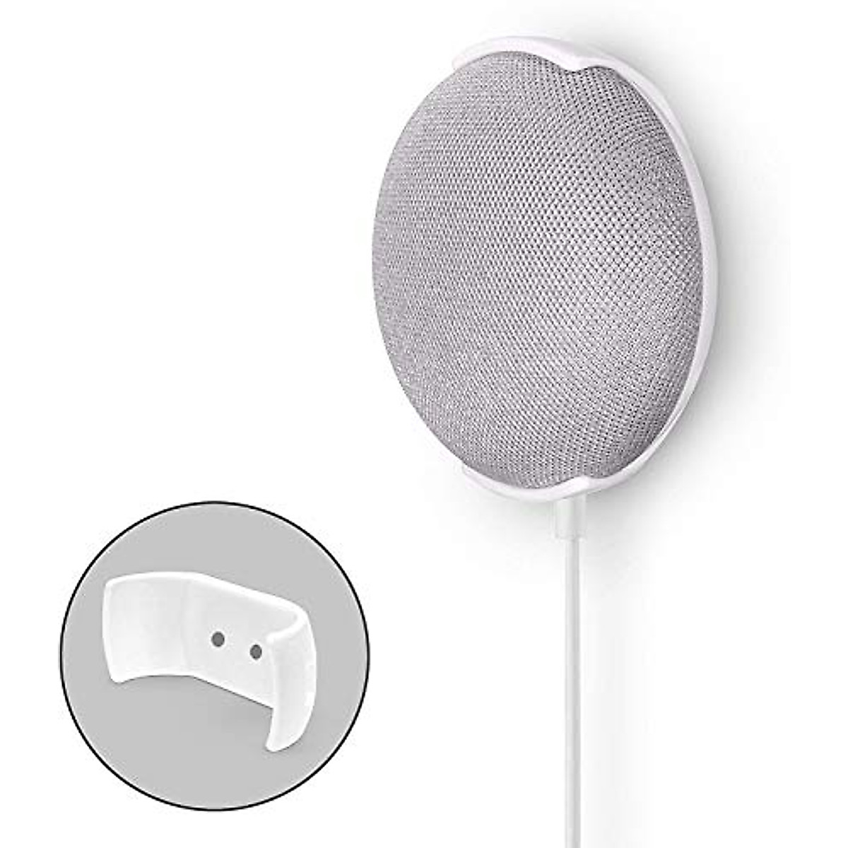 Mount Plus SB-58W Wall Ceiling Cabinet Mount Holder Stand Clip for Google Nest Home Mini Gen 1, Gen 2, Round Speaker Accessories (1 Pack White)