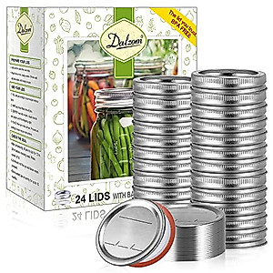 Dalzom® 48Pcs Canning Lids with Rings Regular Mouth, Premium Mason Jar Lids with Bands/Rings for Regular Mouth Ball, Kerr Jars - Food Grade Material, 100% Fit & Airtight for Regular Mouth Mason Jars