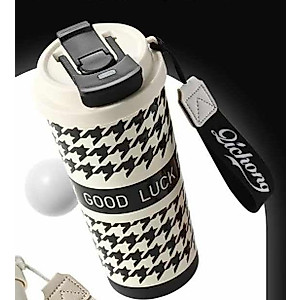 Coffee mug, Coffee Travel Mug +gift box,18 OZ stainless steel+ceramic tumbler, portable travel mug, Double drinking mouth, straight Drink +Straw, best wedding, anniversary, birthday gift