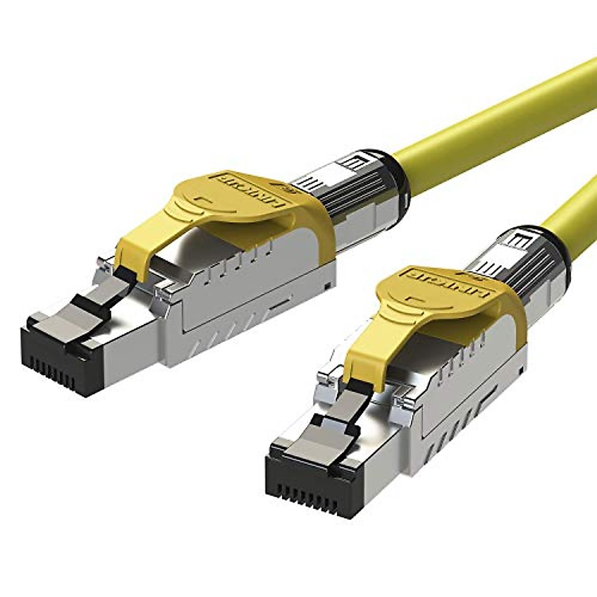 LINKUP - [GHMT & DSX8000 Certified] Cat8 Ethernet Patch Cable S/FTP 22AWG Double Shielded Solid Cable | 2000MHz 2GHz 40Gbps | 5th-Gen Ethernet LAN Network 40G Structure Wires |Yellow| 1 M (3.3ft)