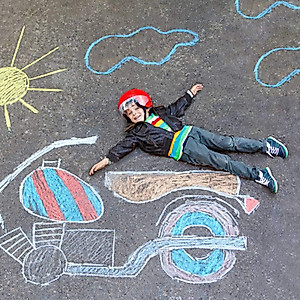 feela Sidewalk Chalk, 144 Pack 18 Colors Sidewalk Chalk Set For Kids Jumbo Chalk Bulk, Great for Kids Family, Paint on Sidewalk School Chalkboard Blackboard Street Playground