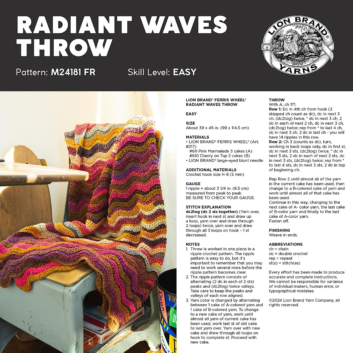 (1 Skein) Lion Brand Yarn Ferris Wheel Yarn, Cotton Candy