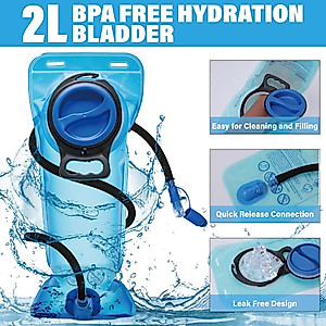 Insulated Hydration Backpack Pack with 2L BPA Free Bladder - Keeps Liquid Cool up to 5 Hours – for Running, Hiking, Cycling, Camping (Black White)