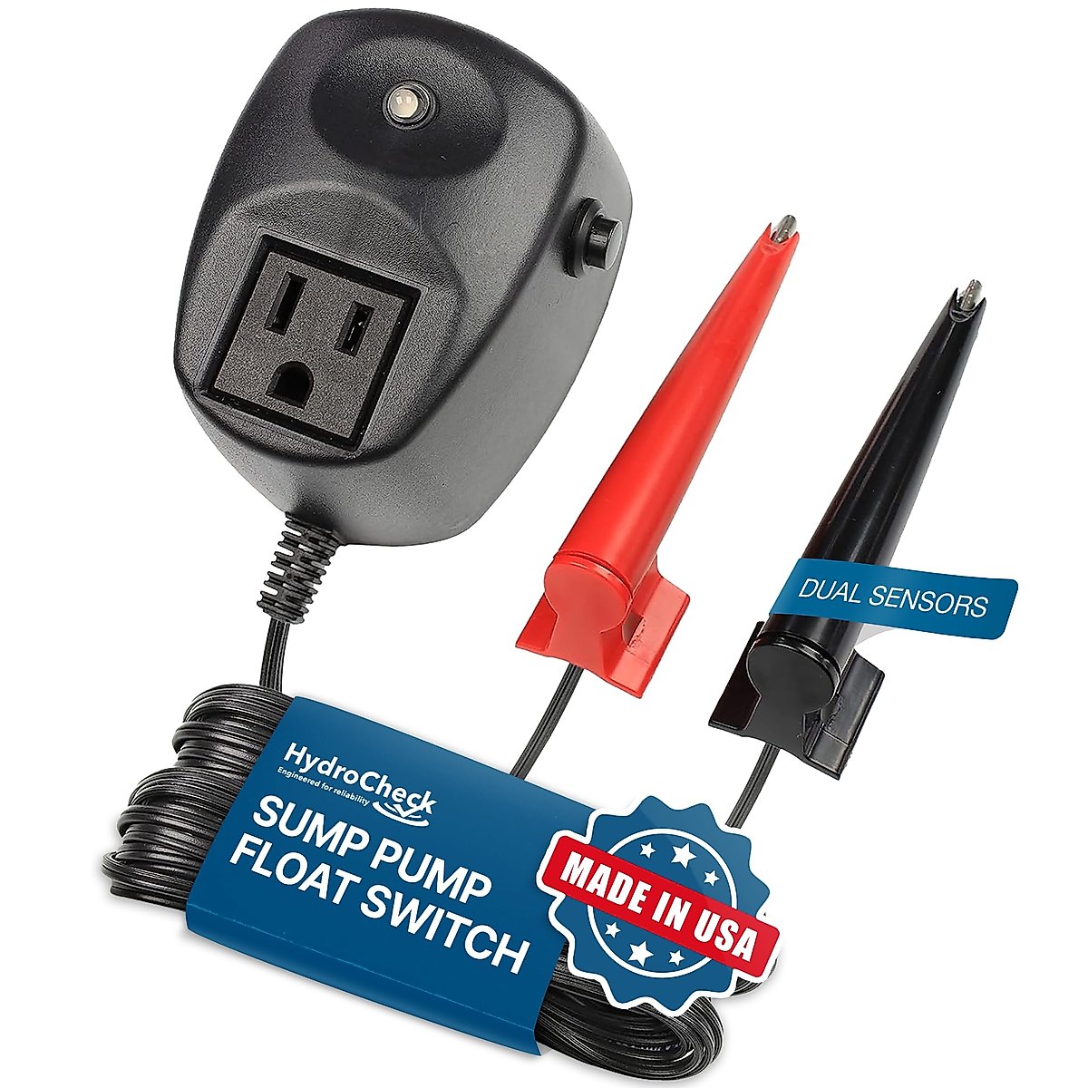 HydroCheck HC6000v2 Sump Pump Float Switch: Hi-Lo Sensors, Built-in Alarms | Versatile, No Cleaning & No Moving Parts,Prevents Flooding in Basements, Pools, and More! Proudly Made in USA