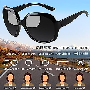 Joopin Oversized Sunglasses Womens Trendy, Polarized Big Black Sun Glasses for Woman UV Protection, Retro Ladies Large Square Shades Sunnies