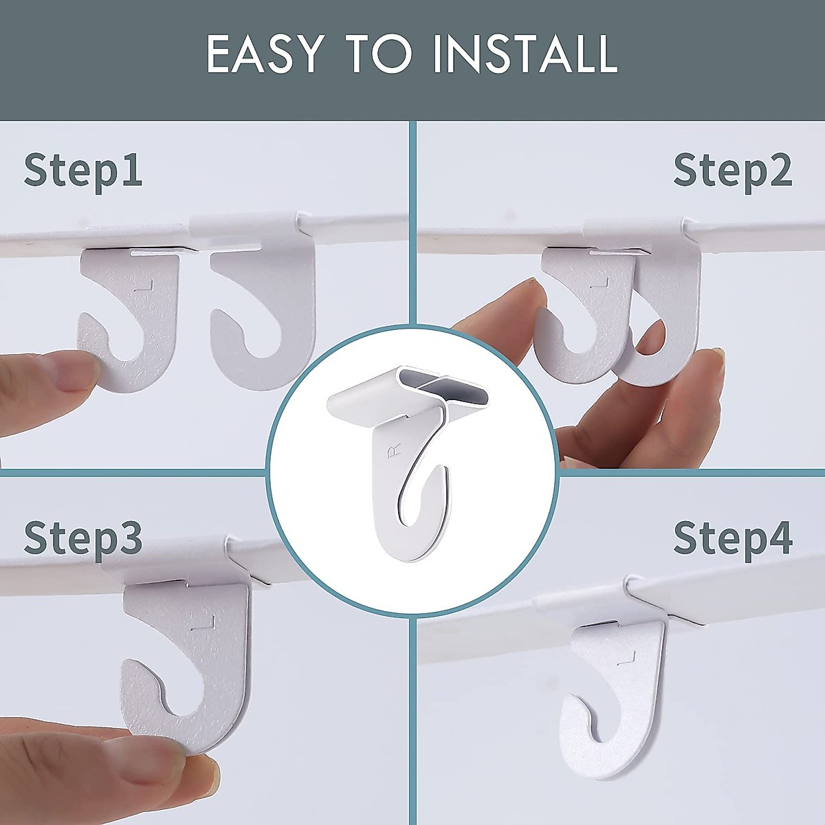 Gansita 12 Pair Drop Ceiling Hooks, T-Bar Track Clip Suspended Ceiling Hooks,White Heavy Duty Ceiling Hooks for Hanging Plants & Decorations, Metal T-Bar Hooks for Suspended Drop Ceiling Tiles