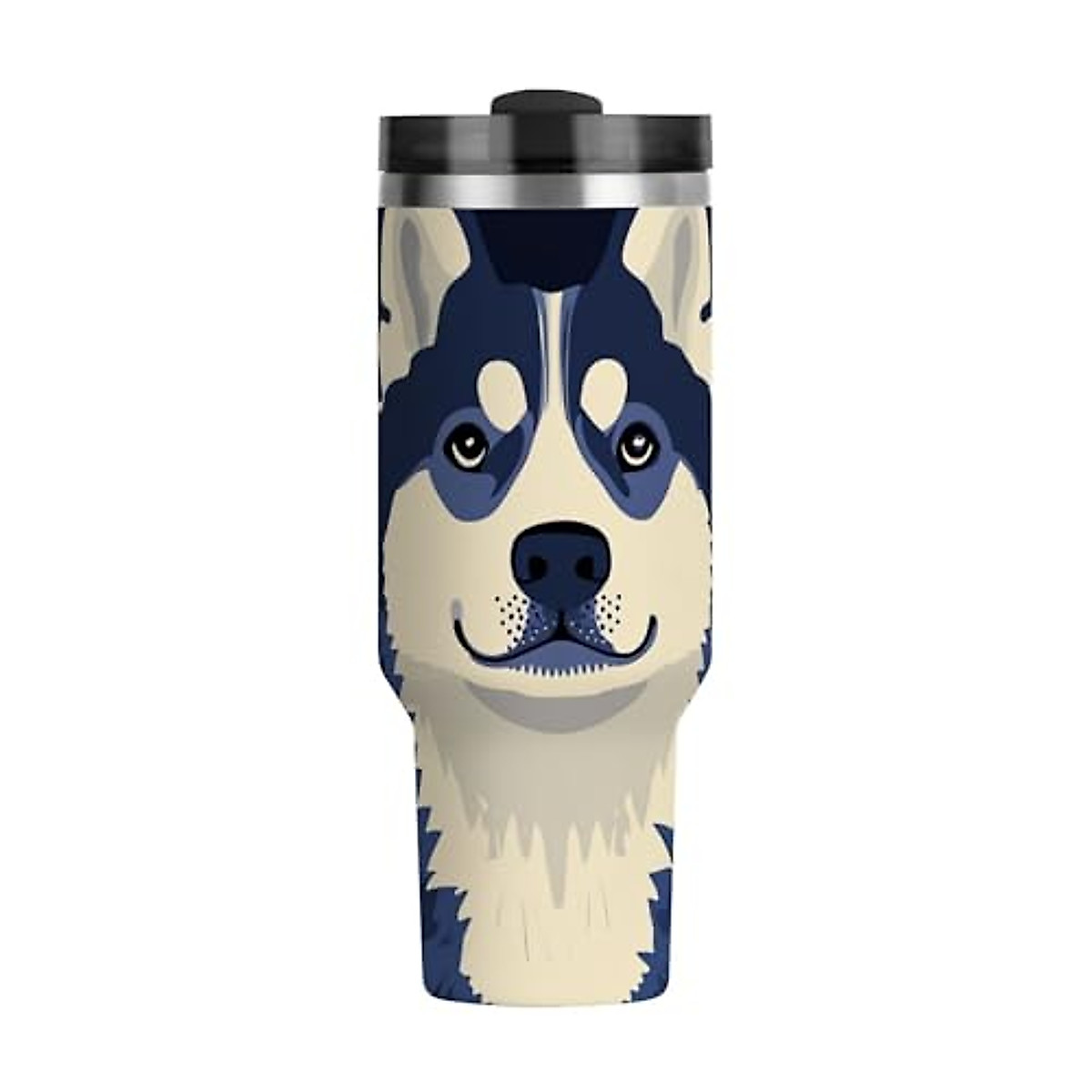 Selerdon 40 oz Tumbler Akita Bauhaus Design with Handle and Straw Lid Vacuum Stainless Steel Insulated Water Bottle Travel Mug Car Cup Holder Friendly BPA Free for Gym Travel Office