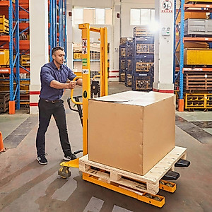 APOLLOLIFT Manual Stacker, 2200 lbs Capacity 63 Inch Lift Height Fixed Leg Stacker, with Adjustable Forks Fixed Legs Only Suitable for Open Bottom Pallet