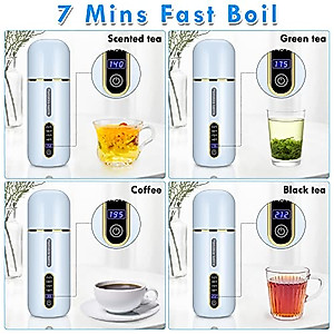 Portable Kettle,380ml Travel Kettle Electric Small,Portable Water Boiler,Mini Travel Tea Kettle,Fast Boil and Auto Shut Off Water Kettle Warmer,Double Wall Insulated Coffee Hot Water Heater Tea Maker