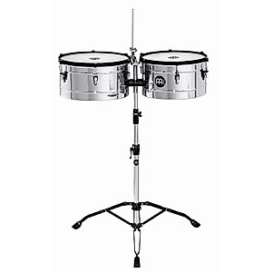 Meinl Percussion MT1415CH Marathon Series Chrome Finish Steel Timbales, 14-Inch and 15-Inch with Stand