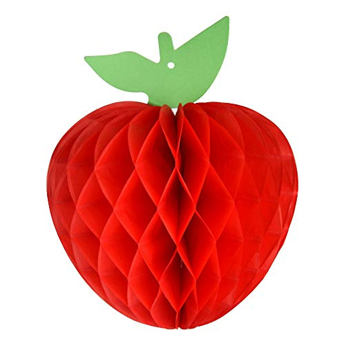 FEPITO 15 Pack 7 Inch Apple Tissue Honeycomb Hanging Red Paper Apple Decorations Fruit Decoration for Back to School, Baby Shower