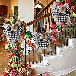 SIMISI RIBBON Christmas Buffalo Plaid Bow Burlap Black White Plaid Bows for Wreath Kitchen Decor 9.5 x 13 inch