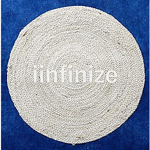 iinfinize Comforts Jute Round Floor Rug/Fancy Door mats Natural Be Wild Handwoven Jute Rug, Carpet for Bedroom Living Room Dining Room Jute 24"