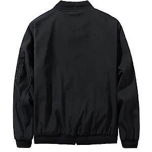 Ginsiom Men's Lightweight Jackets,Fashion Vintage Business Jacket Nylon Casual Spring Wind Breaker Black Size XL