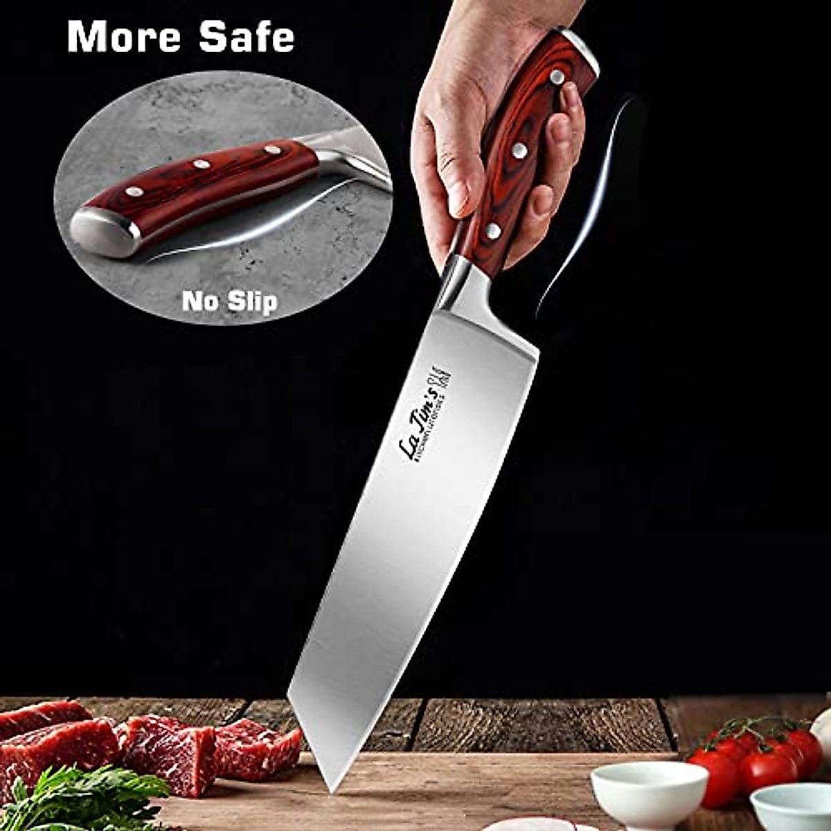 LaTim's Chef Knife 9 Inch Professional,Japanese Kitchen Cooking Knives with German High Carbon Stainless Steel 4116 and Ergonomic Handle