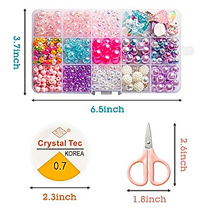 OSNIE DIY Bead Jewelry Making Kit for Kids Girls with Mermaid Starfish Shell Unicorn Rainbow Butterfly Heart Pearl Charms Beads for Bracelets Rings Necklaces Creativity Beading Kits Art Craft, 400Pcs+