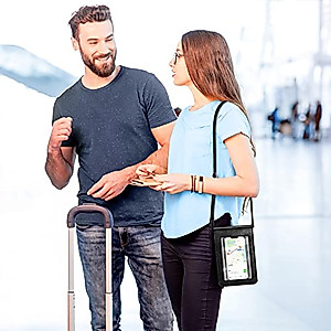 Fintie Travel Wallet, 2 Passport Holder Slot Cell Phone Purse Clear Adjustable Straps, Vegan Leather Small Crossbody Bags Shoulder Handbag for Women with Transparent Window Card Slots