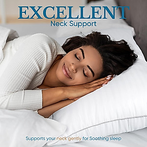 Qnoon Hotel Collection Bed Pillows for Sleeping, Bed Pillows Queen Size Set Of 2,Gusseted Pillow for Back, Stomach or Side Sleepers