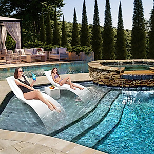 XGC Sun Loungers - Luxury Waterproof Patio Furniture - Support Up to 9" in The Water - Set of 2 in Water Pool Chairs - All Pool Types - White
