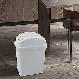 Innouse 7 L Small Garbage Can with Swing Lid, 1.8 Gallon Indoor Trash Bin with Lid (Grey)