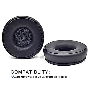 Gerod Protein Leather Replacement Ear Pads Ear Cushions Earpads for Jabra Move Wireless On-Ear Bluetooth Headphones (Black)