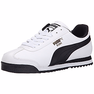 PUMA Mens Roma Sneaker, Basic white-black, 9.5
