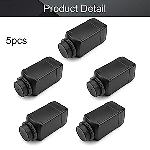 Othmro 5pcs Plastic Lab Chemical Reagent Bottles, 1000ml/33.81oz Wide Mouth Liquid/Solid Square Sample Storage Container Sealing Bottles with Anti-theft Cap Black