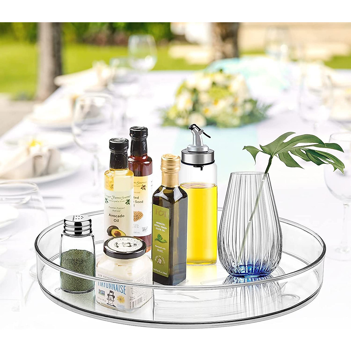 1Pack - 8.6" Clear Lazy Susan Organizer for Cabinet – Quality-Crafted, Durable Turntable Organizer, Bathroom & Cabinet Organizer for Pantry Organization and Storage – Kitchen Organization by TLC Depot