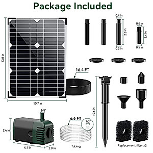 Antfraer Solar Water Pump, 20W Solar Water Fountain Pump 320GPH+ Flow Adjustable with 16.5FT Cord, 7 Nozzles Solar Fountain Pump for Pond Fish Pond Garden Waterfall Pool Hydroponics DIY Water Features