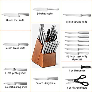 PETSITE Kitchen Knife Set, 16Pcs Stainless Steel Kitchen Knife Block Sets with Sharpener, Boxed, for Home, Restaurant
