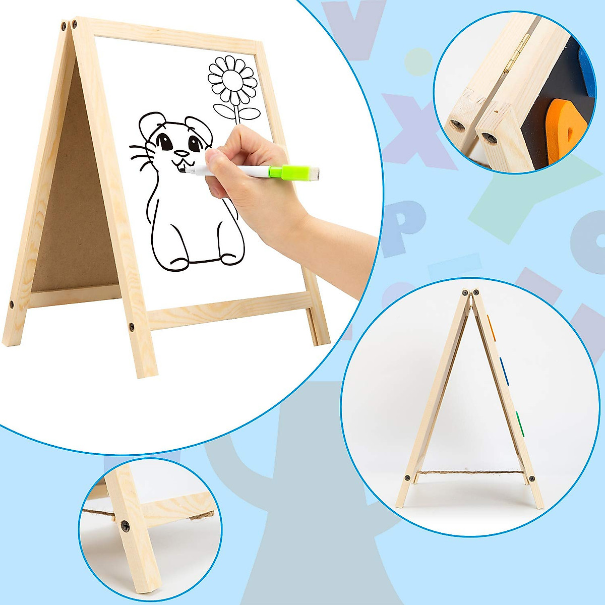 INNOCHEER Magnetic Letters and Numbers for Toddlers, Magnetic Board for Kids, ABC Alphabet Magnets, Educational Dry Erase Board - Whiteboard & Chalkboard for Toddlers Writing & Drawing Kids Toys