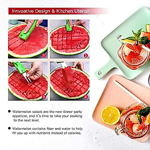 JAYVAR Watermelon Slicer Cutter Knife with Melon Baller Scoop Set，Fruit Scooper Seed Remover Watermelon Knife for Ice Cream Melon，Dig Pulp Separator Fruit Slice