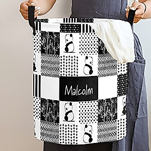 Patchwork Bear Tree Personalized Laundry Hamper with Handles Waterproof,Custom Collapsible Laundry Bin,Clothes Toys Storage Baskets for Bedroom,Bathroom Decorative Large Capacity 50L