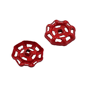 Unlorspy 2Pcs Red Round Wheel Handle Hose Bib Handle 6x6mm Iron Outside Faucet for Valve Shafts Replacement Parts