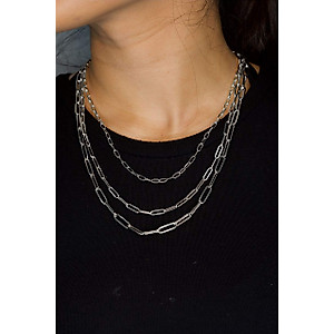 LoveBling 14k White Gold 4mm Paper Clip Link Necklace (16")