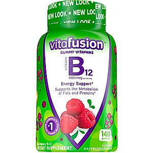 vitafusion Vitamin B12 Gummy Vitamins for Energy Metabolism Support, Natural Raspberry Flavored, America’s Number 1 Gummy Vitamin Brand, 70 Day Supply, 140 Count