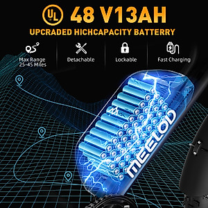 MEELOD DK200 Electric Bike for Adults with1500W Motor 28MPH& 30-45 Miles Commuting Electric Bike 48V 13Ah E-Bike 20" 4.0 Fat Tire Electric Bicycle for Beach,Snow, Mountains, Road