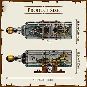 Mould King One Piece Ship in a Bottle Building Blocks Kits, MOC Queen Anne's Revenge Pirate Ship Model Building Sets, Gift for Kids Age 8+/Adults Collections Enthusiasts(2488+ Pieces)