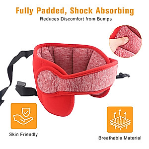 vocheer Baby Car Seat Head Support Band, Adjustable Carseat Sleep Nap Aid Holder Belt Head Protection Strap for Kids 1-5 Years Old Red