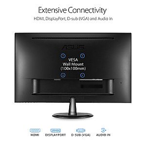 ASUS VP249QGR 23.8 Gaming Monitor 144Hz Full HD (1920 x 1080) IPS 1ms FreeSync Extreme Low Motion Blur Eye Care DisplayPort HDMI VGA,BLACK (Renewed)