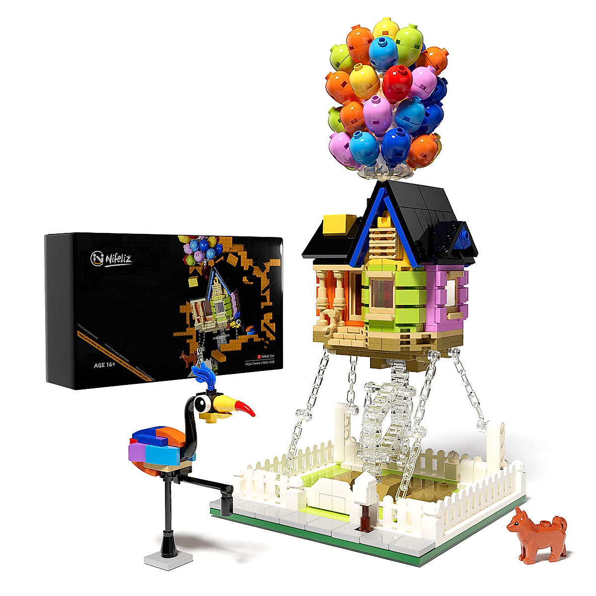 Nifeliz Up Balloon House Building Set for Teens and Adults, Creative Building Block, Girl Toys for Christmas and Birthday Gifts, Creative Suspended Gravity Flying House Bricks Model Set.(635 pcs)