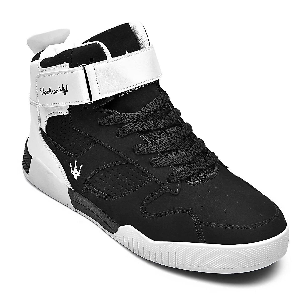 KUXIE Shoes Men's High Top Fashion Sneakers Outdoor Casual Sports Shoes Training Leather Shoes Mens Flats (M729-black, 9, Numeric_9)