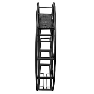 Headery Modern 23.6inch Mental Wall Mounted Wine Rack,5 Tier Stackable Wine Holder, Round Wine Glass Shelf Goblet Holder for Bar Wine Cellar Kitchen Storage Display (Gold/Black) (Black)