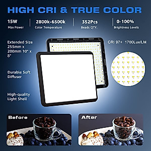 1-Pack LED Video Light Kit, NiceVeedi Photography Lighting Kit, 2800-6500K Dimmable Studio Light with Tripod Stand & Phone Holder, 73" Stream Light for Video Recording, Game Streaming, YouTube…