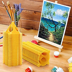 Bekith 40 Pack Yellow Cone Canvas and Cabinet Door Risers - Acrylic and Epoxy Pouring Paint Canvas Support Stands, 3.5"x2"