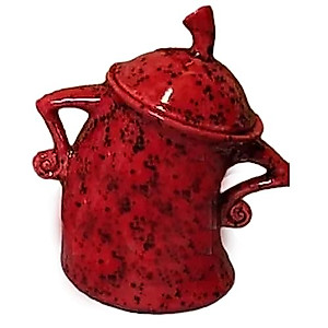 YYPLIAN Canister With Attitude, Large Ceramics Jar with Lid, Cute Creative Food Storage Jar with Airtight for Coffee, Tea, Sugar, and Spices (Red)